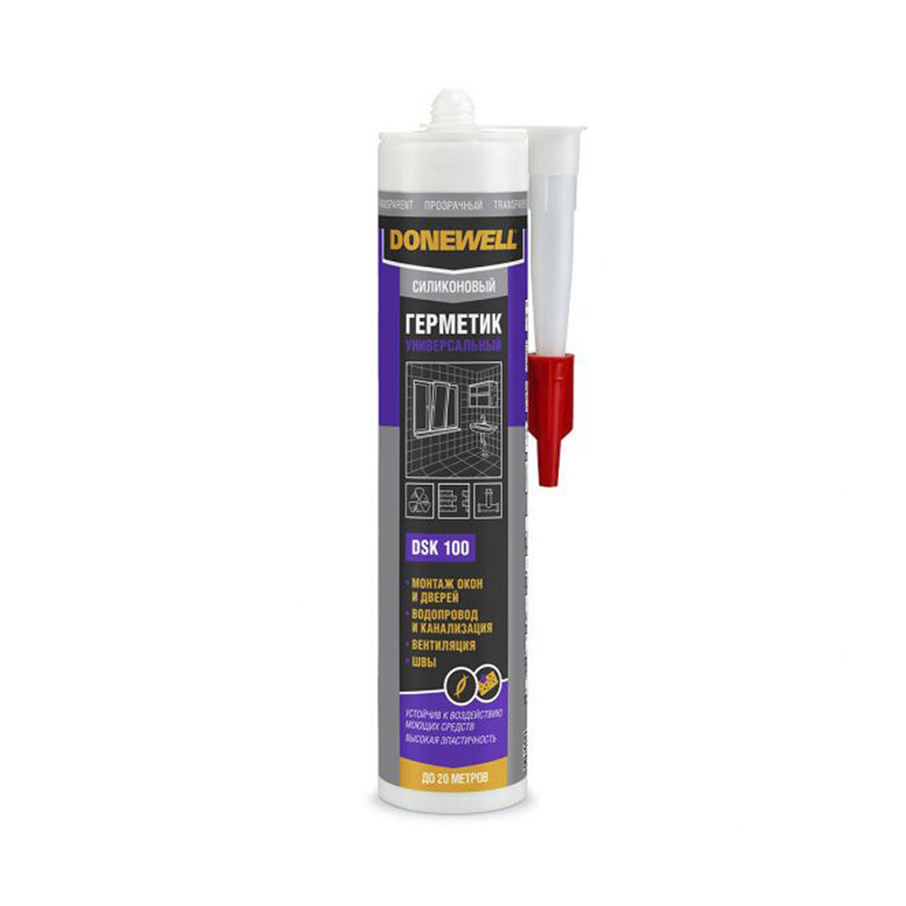 Герметик силиконовый универсальный donewell dsk 100, 260 мл, прозрачный