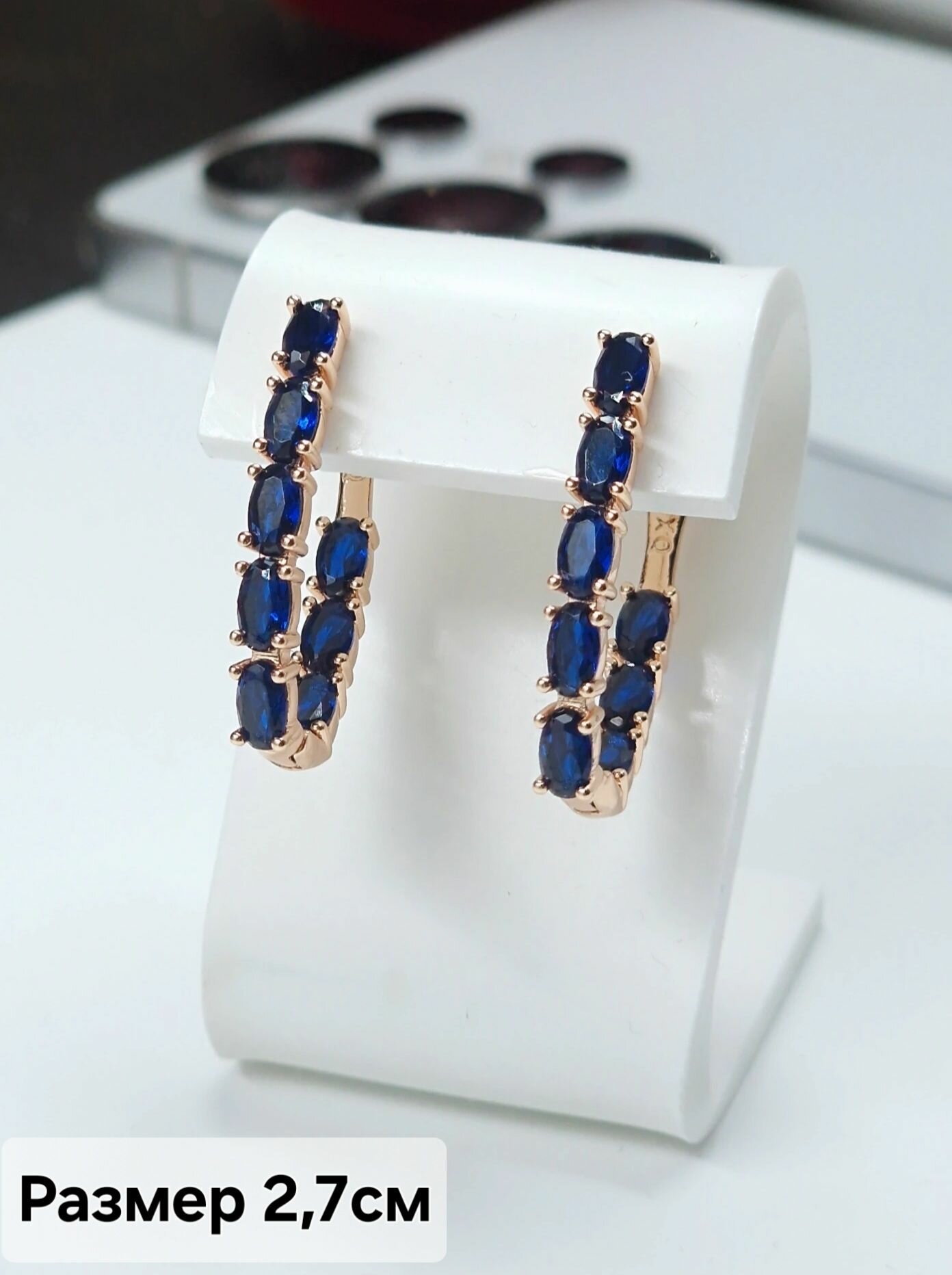 Серьги конго, фианит, искусственный камень