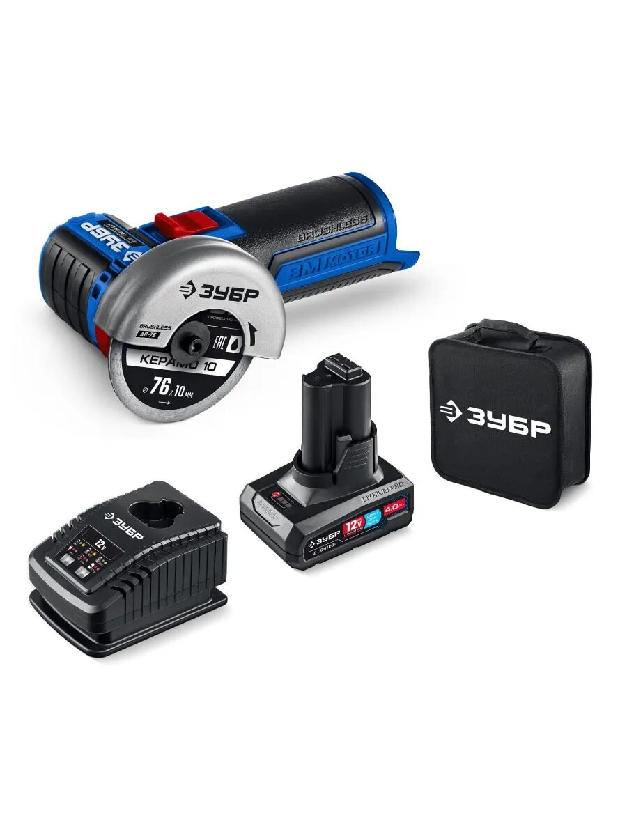 ЗУБР УШМ бесщеточная 12 В D76 мм 1 АКБ AB-76-41