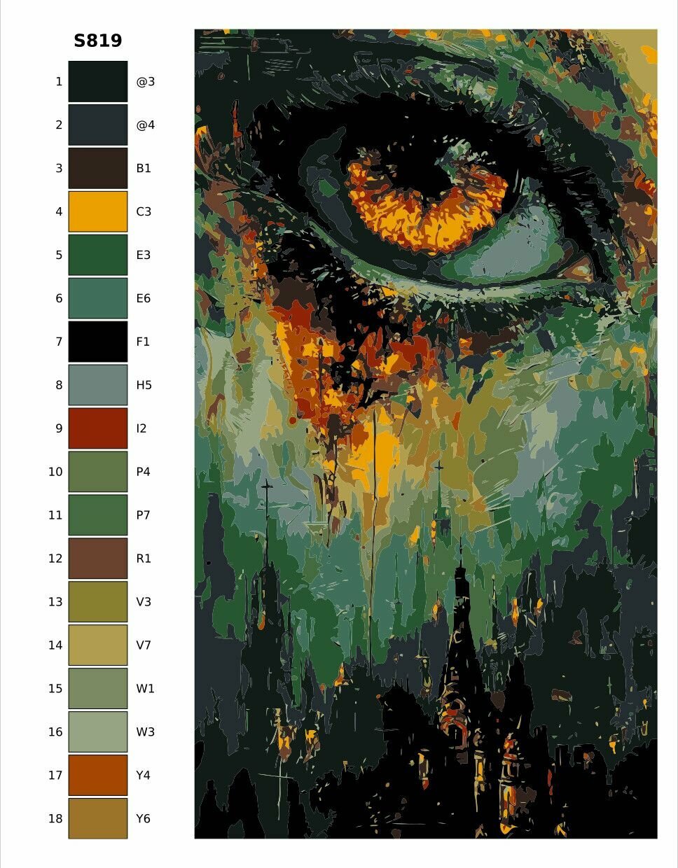 Картина по номерам S819 "Глаза" 40x70 см