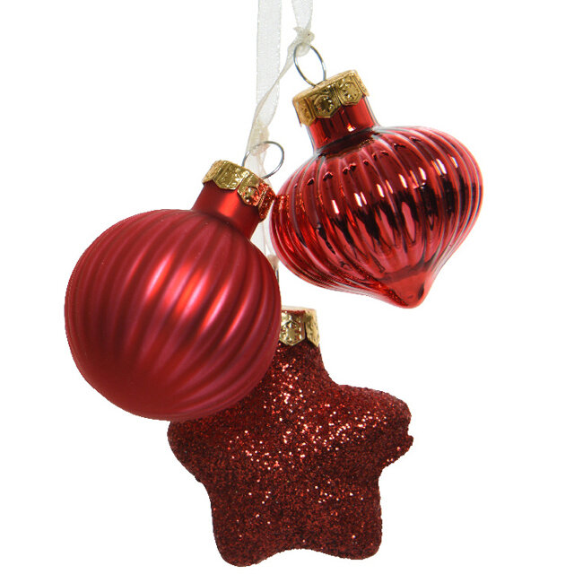 Стеклянная елочная игрушка Гроздь Фейри 12 см, красная, Winter Deco, 1001370