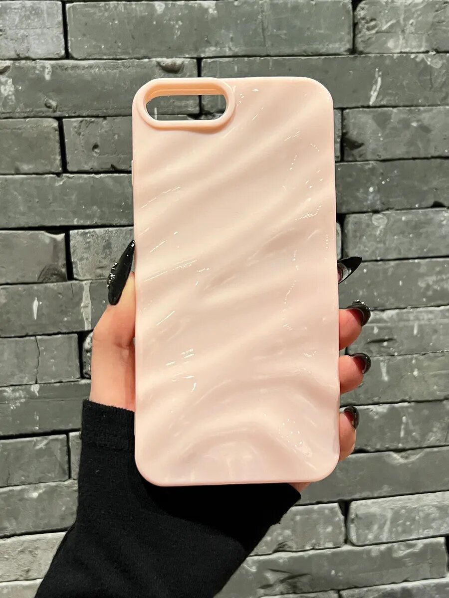 Чехол О'Кейси, для iPhone 7/8 Plus, силикон, защита камеры, волнистый, розовый