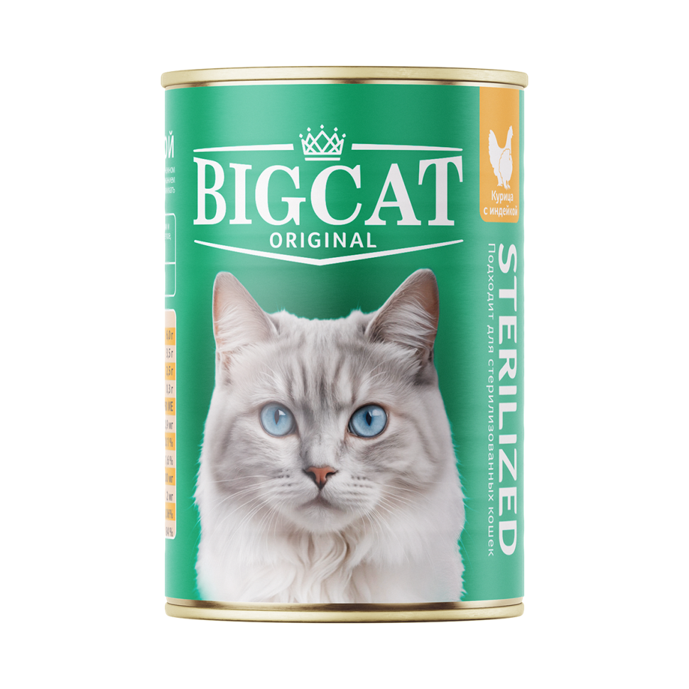 Влажный корм для кошек Зоогурман Big Cat Sterilized для стерилизованных с курицей и индейкой - 350 г х 6 шт