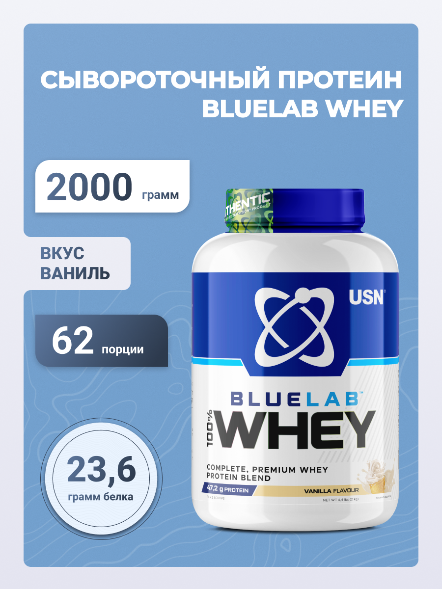 USN BlueLab 100% Premium Whey Van блюлаб 100% премиум протеин со вкусом ванили, 2 кг