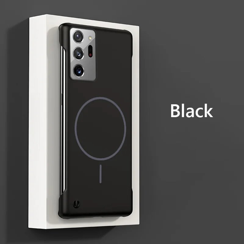 Для Magsafe безрамный магнитный чехол для телефона с беспроводной зарядкой для Samsung Galaxy Note 20 Ultra Note20, ультратонкая жесткая задняя крышка Галактический нотатка20, Черный, черный