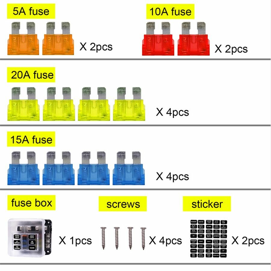 Универсальный 6-Полосный Держатель Предохранителя PBT PC Блок Предохранителей Блок Кейс 12