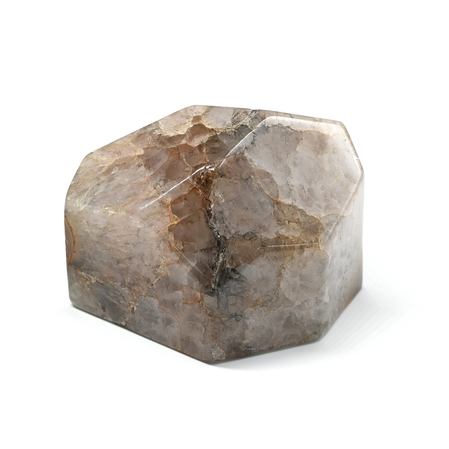 Минерал сардоникс с кварцем многогранный 59*41*40мм, 165г .