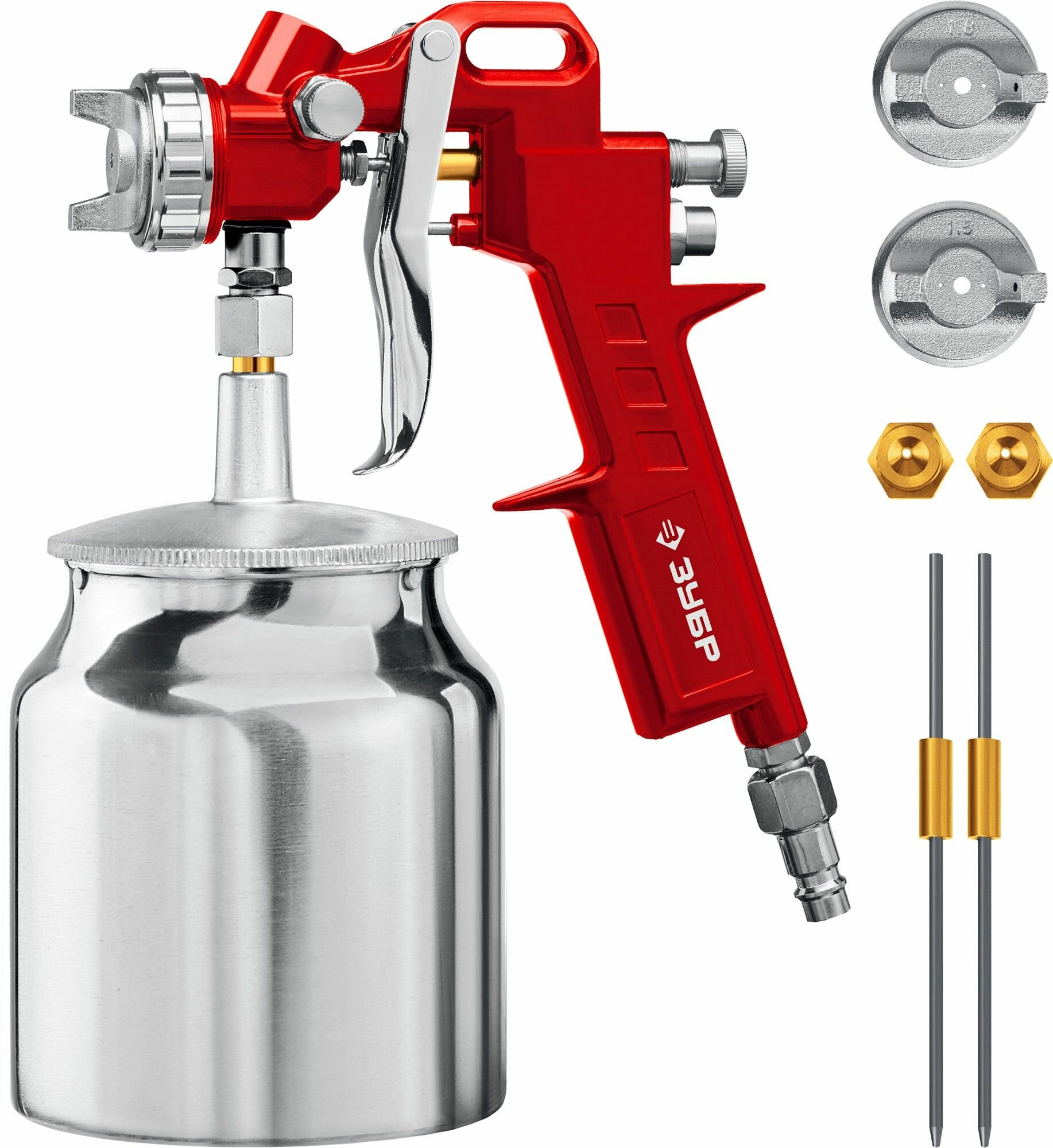 Пневматический краскопульт ЗУБР MS 200N-3, нижний бачок, 1.2, 1.5, 1.8 мм 06457