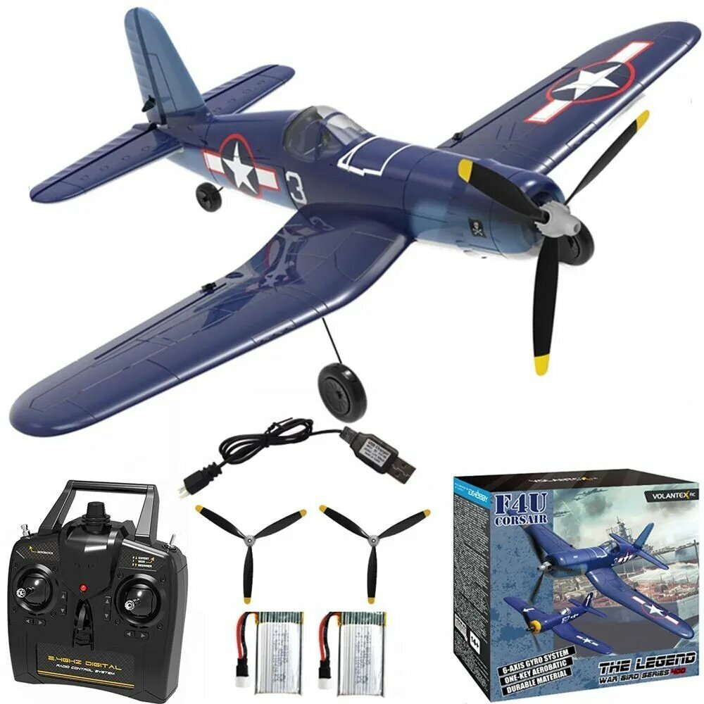 Игрушечный самолет Volantexrc F4U Corsair RC Plane 400 мм с дистанционным управлением, пилотажный полет RTF (761 - 8)