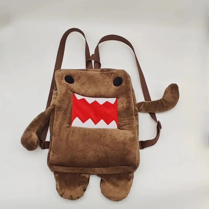 Рюкзак U Domo Kun большой емкости 40 см, новый коричневый забавный рюкзак с большим ртом, легкий повседневный рюкзак с ворсом для поездок на работу для детей