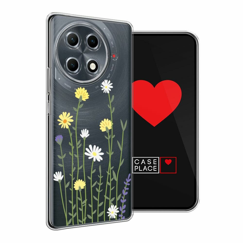 Чехол на Tecno Camon 30S Pro / Текно Камон 30S Про с принтом "Пучок полевых цветов", прозрачный — фото 1