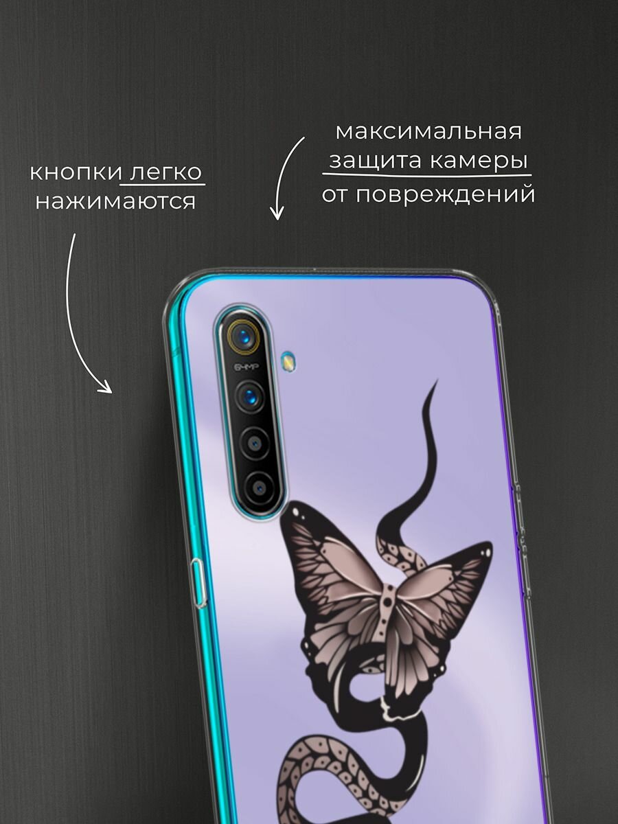 Силиконовый чехол на Realme XT / Реалми XT с принтом "Змеебабочка 1" — фото 1