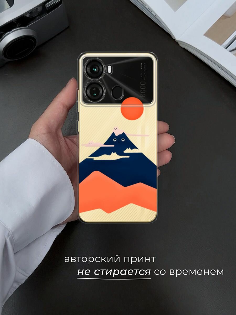 Чехол на Itel P40 / Ител P40 с принтом "Кот-гора", прозрачный — фото 1