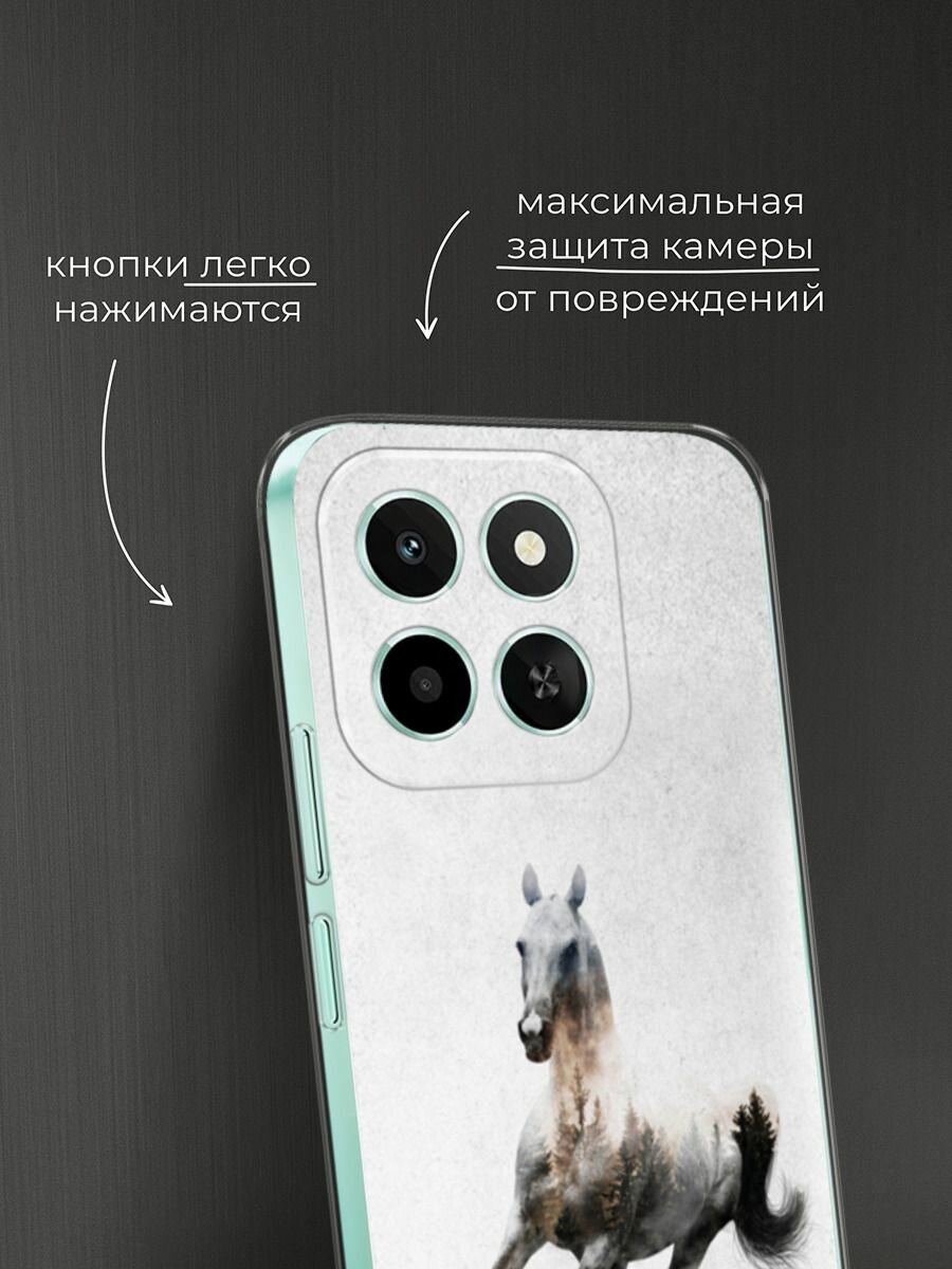 Силиконовый чехол на Honor X6c / Хонор X6c с принтом "Лошадь лес" — фото 1