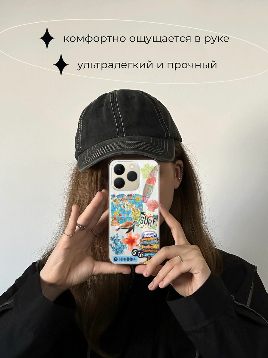 Чехол на Realme 15T / Реалми 15Т с принтом "Summer collage", прозрачный — фото 1