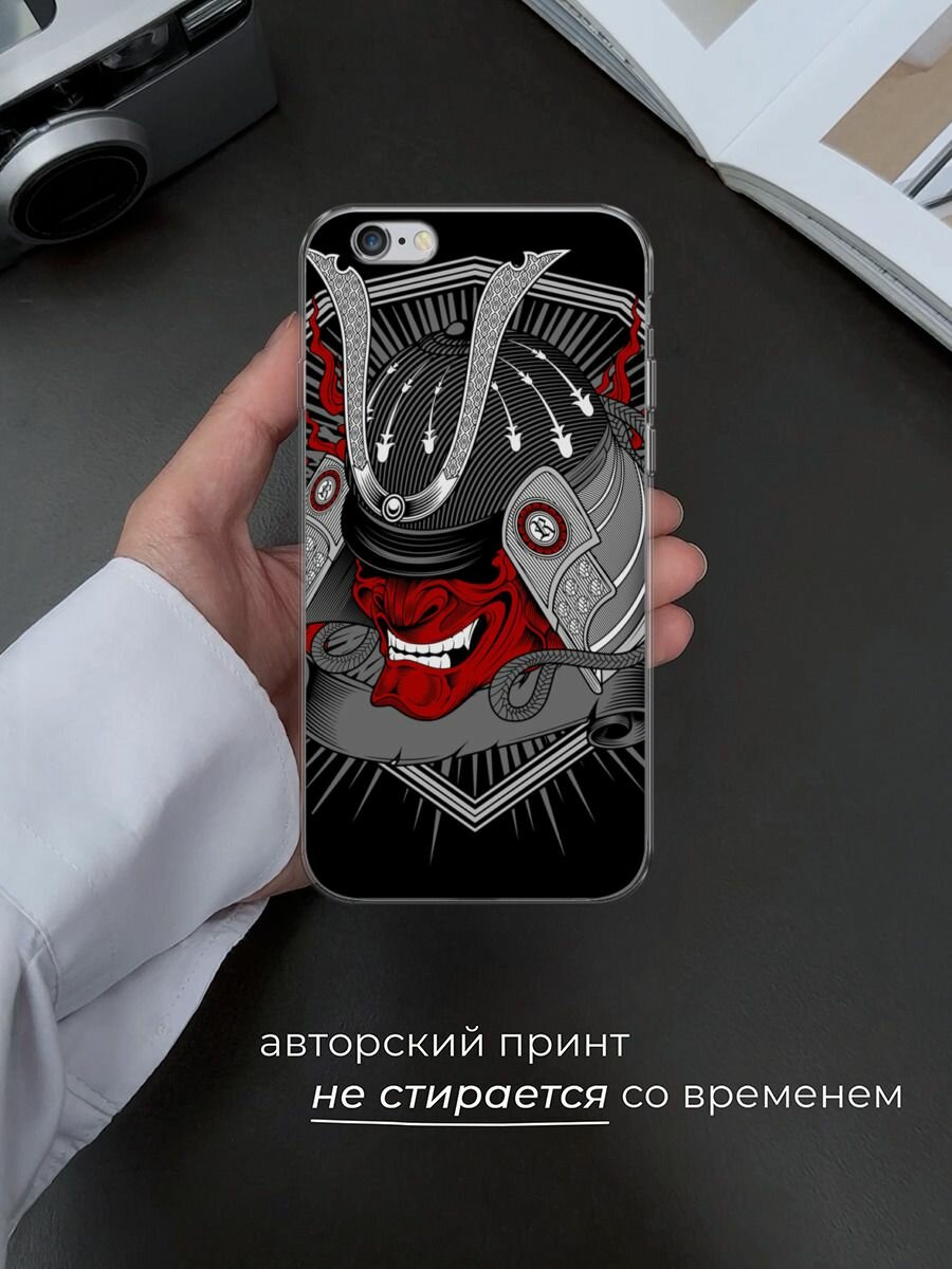 Чехол на Apple iPhone 6 / Айфон 6 с принтом "Красная маска самурая" — фото 1