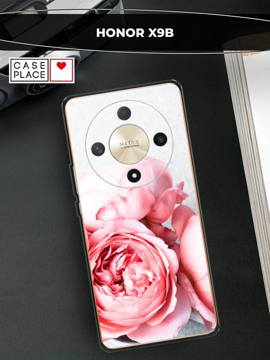 Силиконовый чехол на Honor X9b / Хонор X9B с принтом "Пионы на белом"