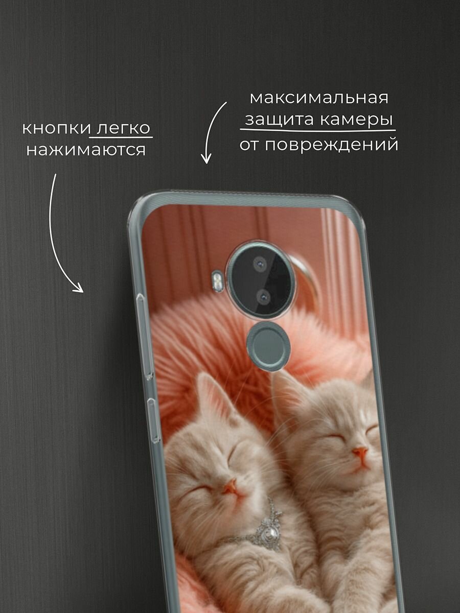Силиконовый чехол на Nokia C30 / Нокия C30 с принтом "Спящие котики" — фото 1