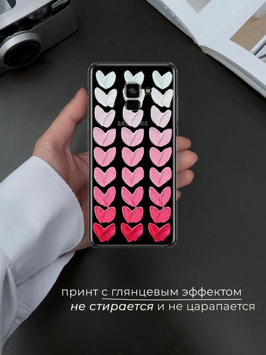 Чехол на Samsung Galaxy A8 + / Самсунг Галакси А8 Плюс 2018 с принтом "Градиент из сердечек" — фото 1