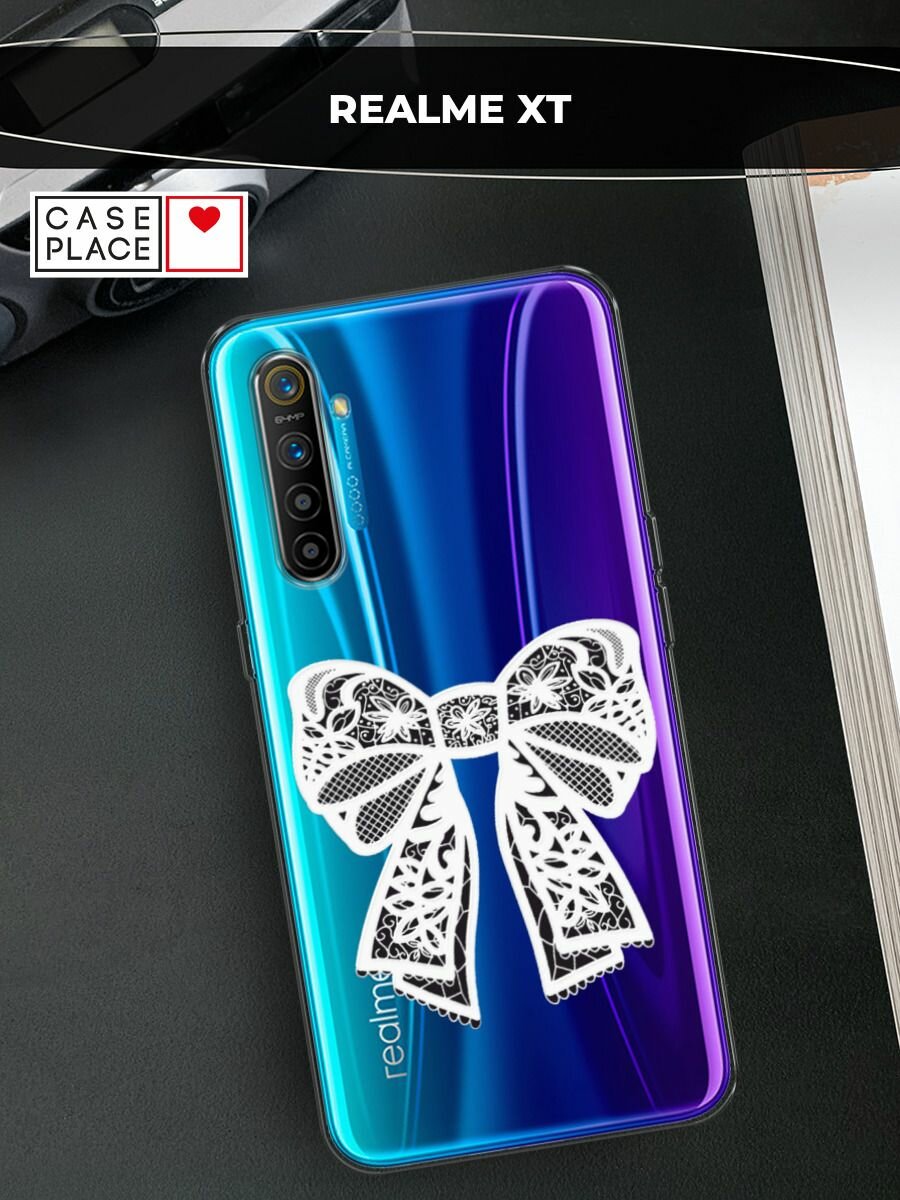 Чехол на Realme XT / Реалми XT с принтом "Черно-белый бант 2"