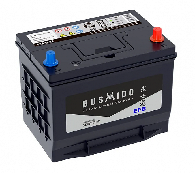 Автомобильный аккумулятор BUSHIDO EFB 80А. ч 730А ОП (261х170х225) D26L 261x170x225