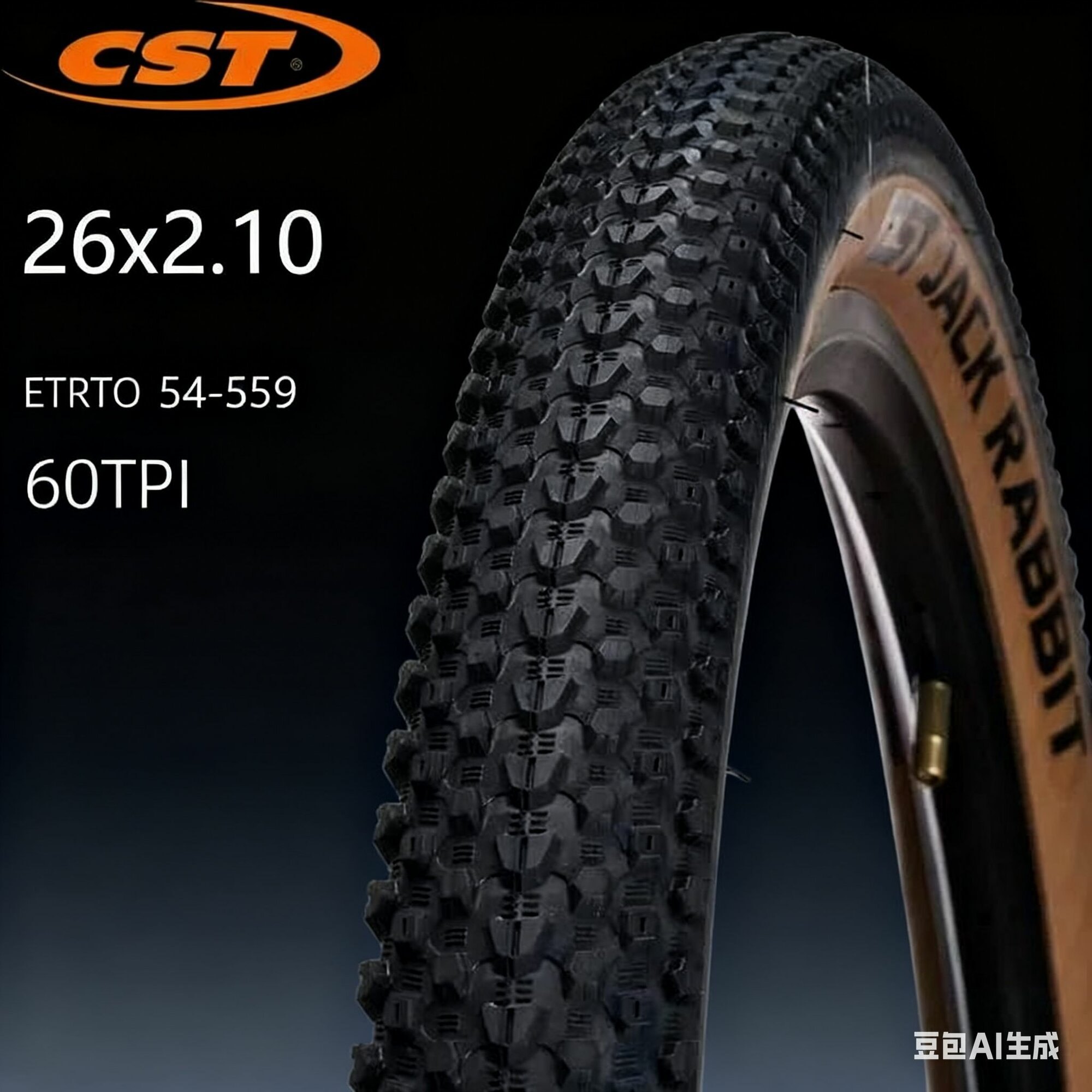 Покрышка для велосипеда 26"x2.10" CST Jack Rabbit C1747 с коричневой боковиной