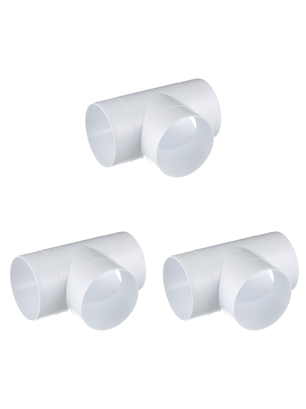 Тройник для круглых воздуховодов пластиковый d100 мм 90 град (3 шт.)