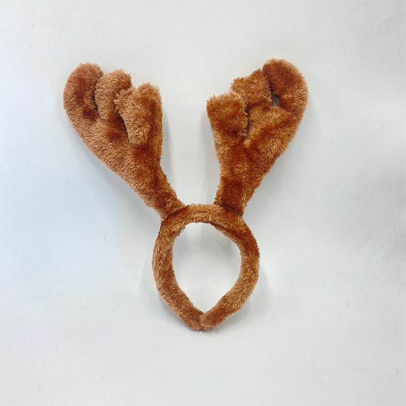 Плюшевая повязка на голову с оленьими рогами, праздничная , рождественский реквизит для фотографии, оленьи рога, атмосферное украшение в форме животного
