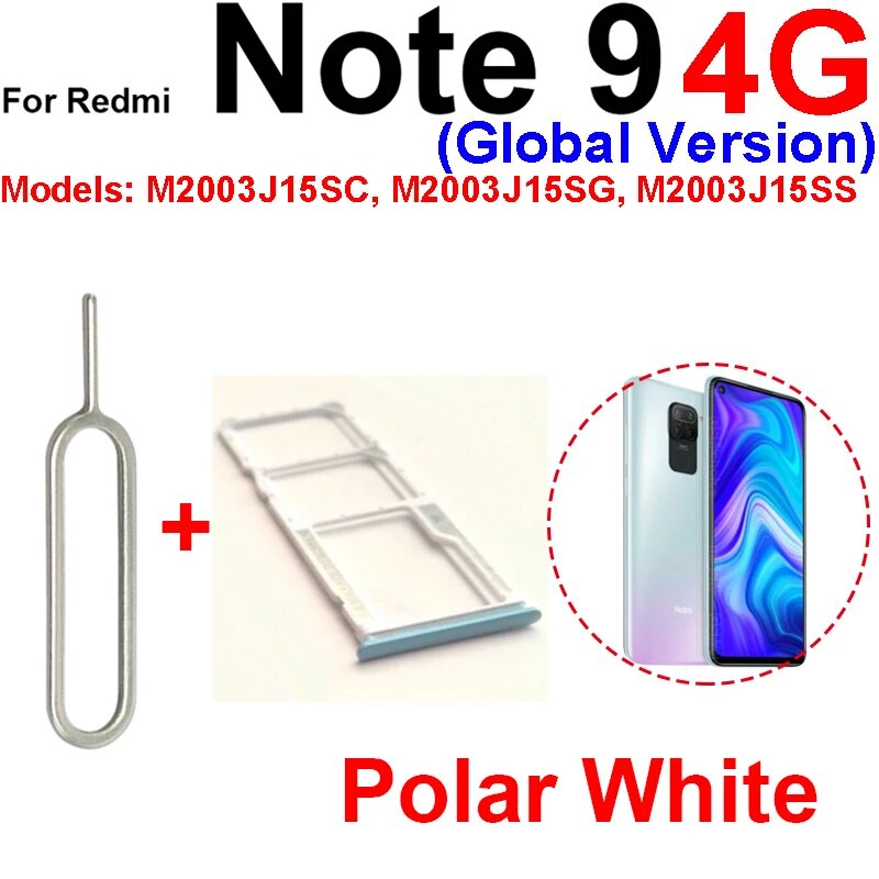 Держатель лотка для SIM-карты для Xiaomi Redmi Note 9 Note 9S Note 9Pro, адаптер для SIM-карты, гнездо, запасные части Note9 Global-White