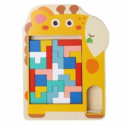 Tetris, Деревянная пазл-игра в металлической коробке для детей в форме танграма для мальчиков и девочек