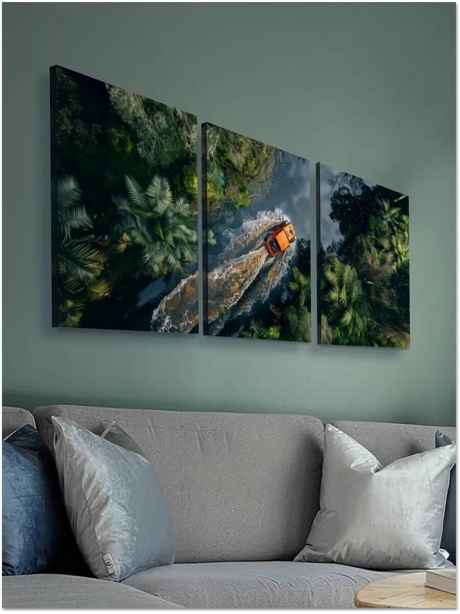 Картина Внедорожник в джунглях модульная 50x70см 3шт.