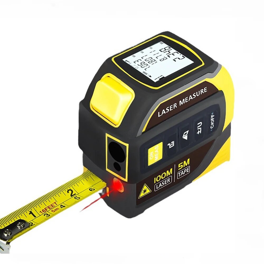 Лазерная рулетка 4 в 1 Laser Tape Measur 100 м, Желтый