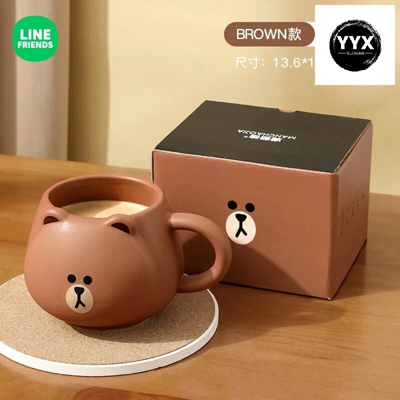 Керамическая чашка LINE FRIENDS Браун, 475ML, Коричневый Керамическая чашка LINE FRIENDS Браун, 475ML