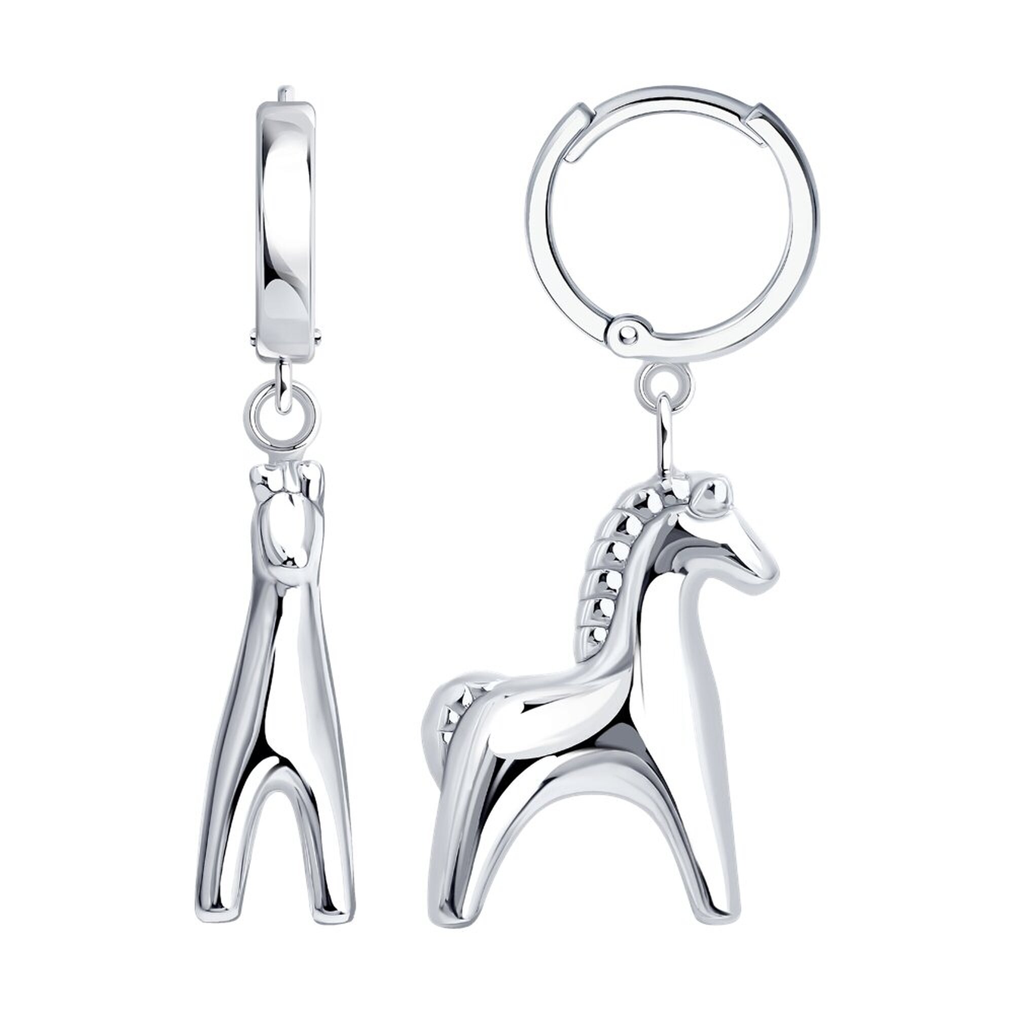 Серьги, серебро, 925 проба, родирование