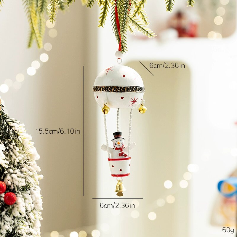 Зимние рождественские украшения: кованый подвесной декор в виде Санта-Клауса, ретро-снеговик, воздушный шар, украшение