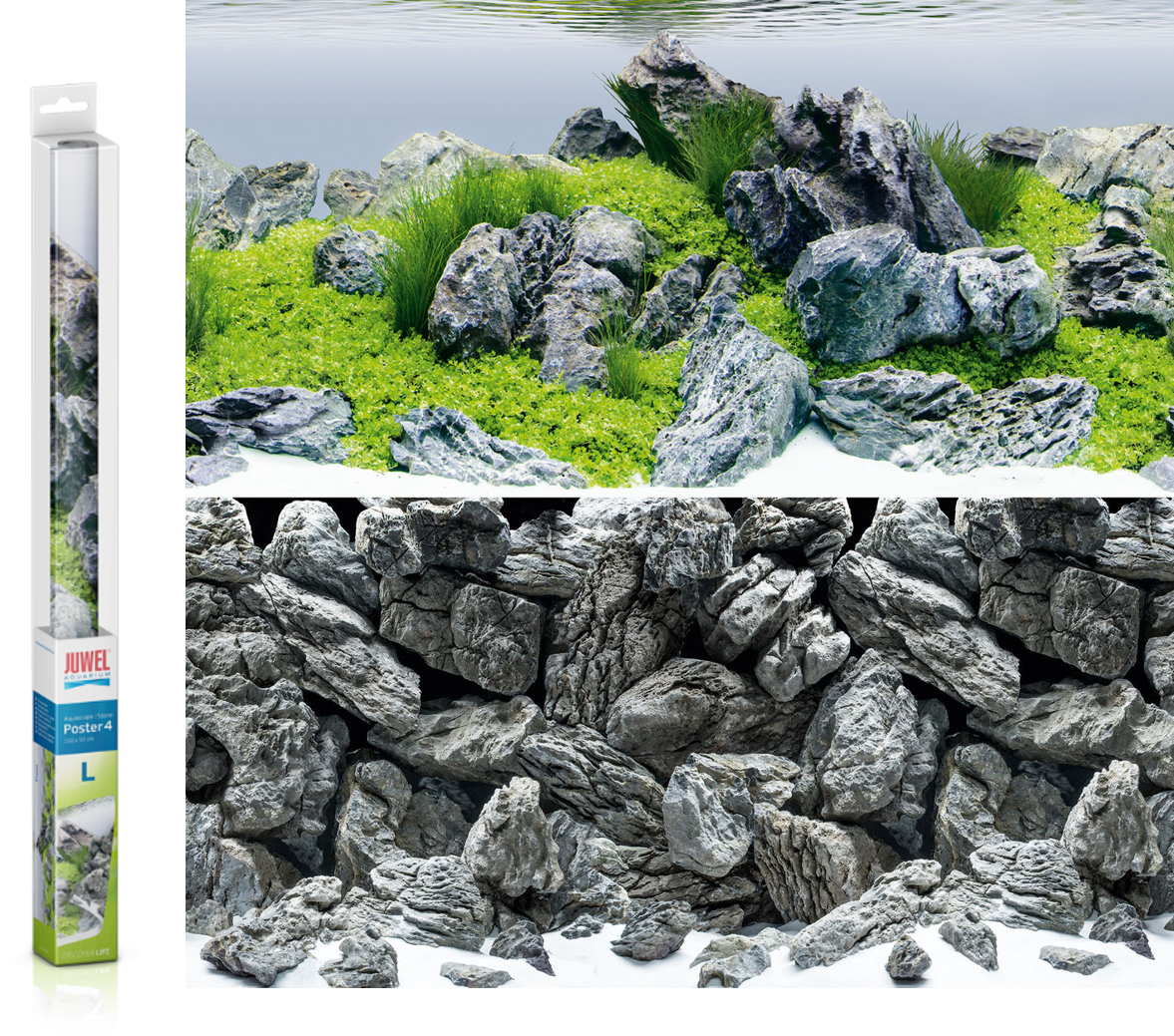 Фон-пленка Juwel "Poster4", акваскейпинг/камни, двусторонний 100х50 см.