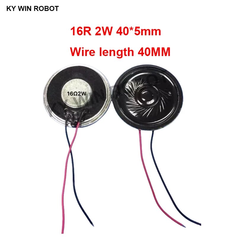 2 шт./лот, новый ультратонкий мини-динамик, 16 Ом, 2 Вт, 2 Вт, 16R, диаметр динамика 40 мм, 4 см, толщина 5 мм, с проводом 40 мм