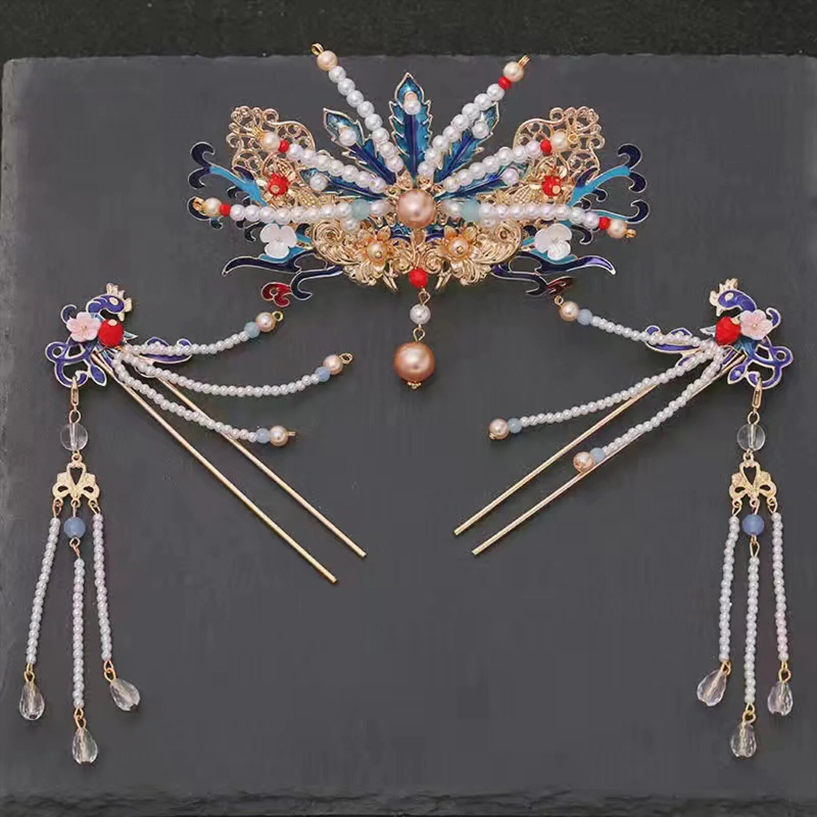 Антикварные заколки для волос с короной, украшения для волос, древний костюм, диадемы, головной убор, китайские аксессуары для волос ханьфу, инструмент для дизайна прически