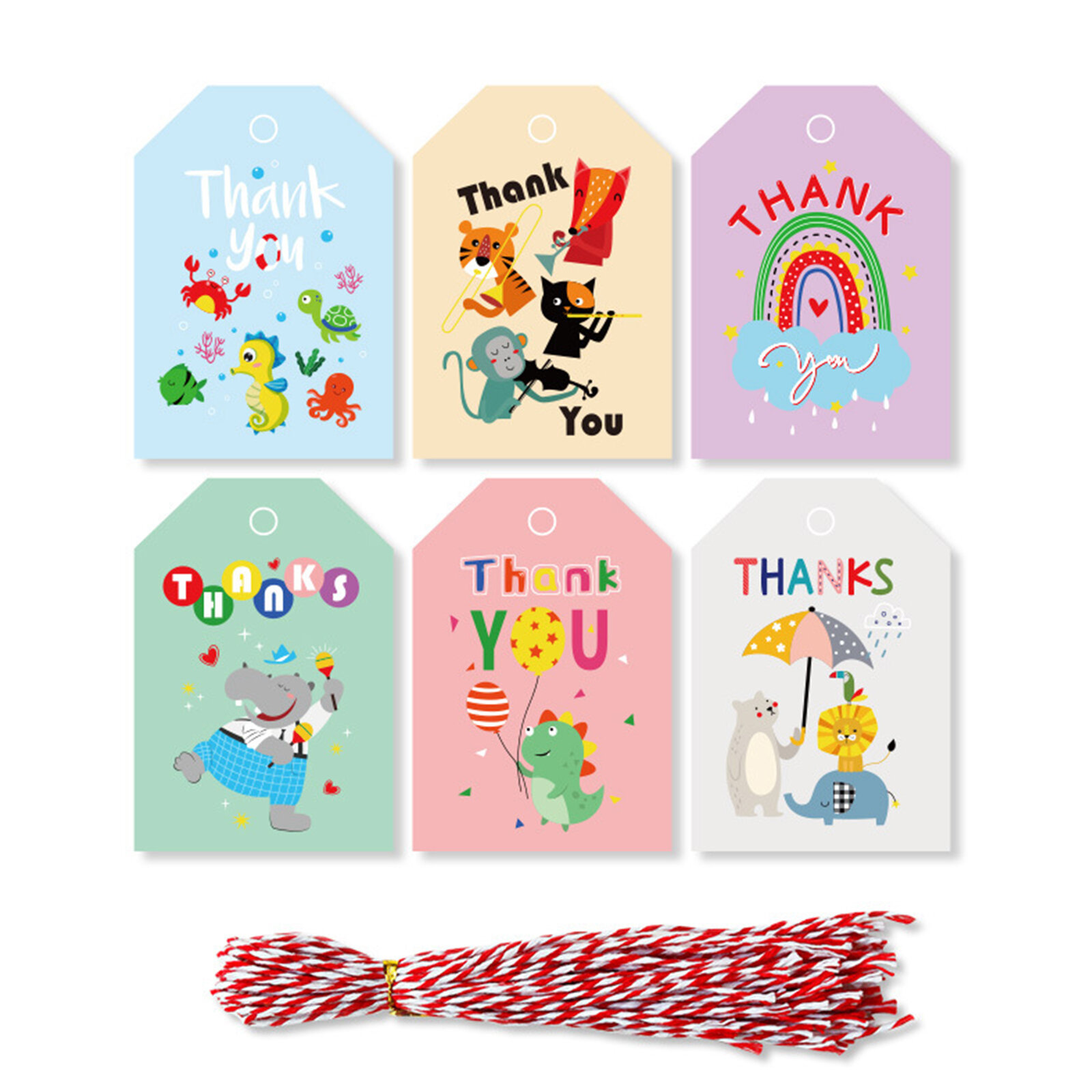 48/96 Комплектов Мультяшных Благодарственных Меток со Струнным Джутовым Шпагатом для Художественных Промыслов, Подарочных Коробок, Этикеток Для Выпечки на Свадьбу, День Благодарения, Сувениры