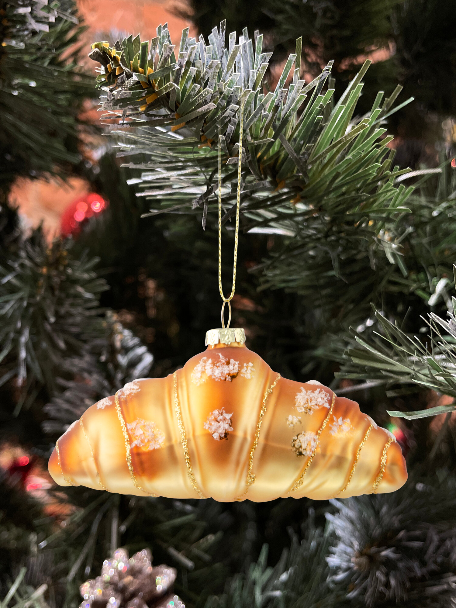 Стеклянные новогодние елочные игрушки "UltraMarin" 226-LN "Круассан"