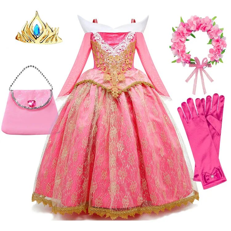 Платье принцессы Disney 5-6T(130), Розовый, SLEEPING BEAUTY 06