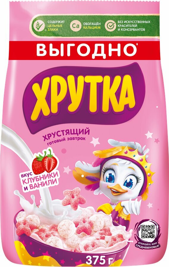 Готовый завтрак хрутка Клубника-ваниль, 375г
