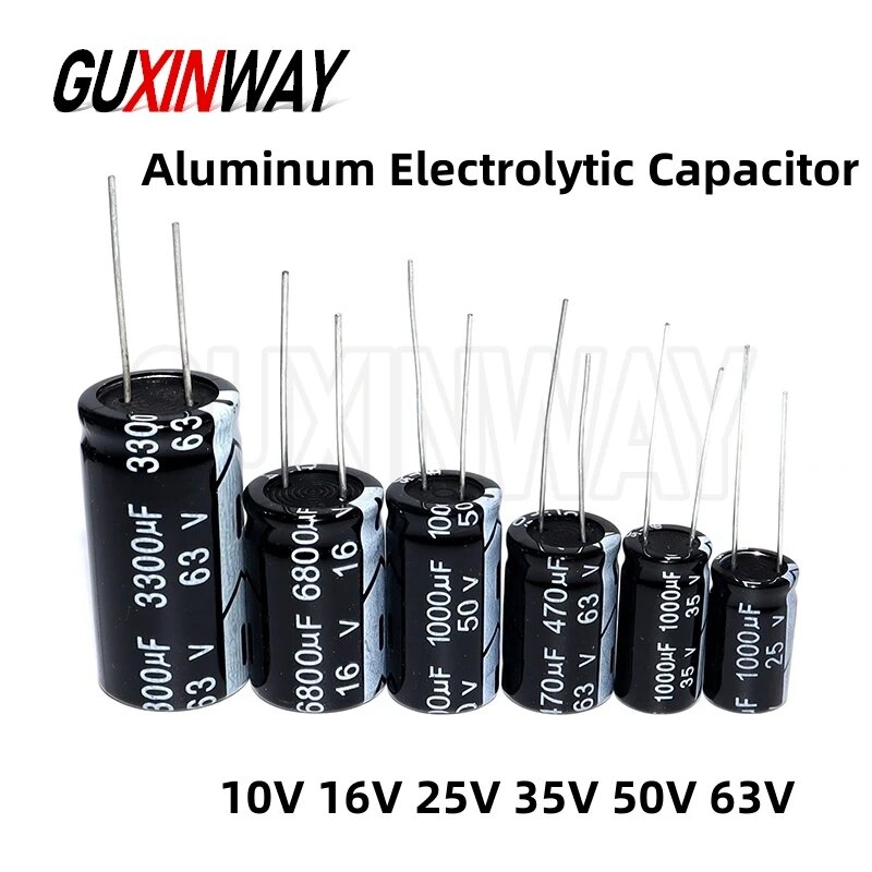 Алюминиевый электролитический конденсатор GUXINWAY 10-63В 2.2-10000 мкФ 25V100UF 20PCS