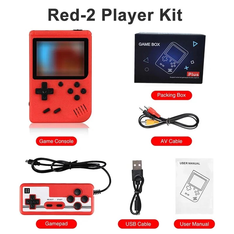 Портативная ретро-консоль ONETOMAX Red-2 player 400 игр