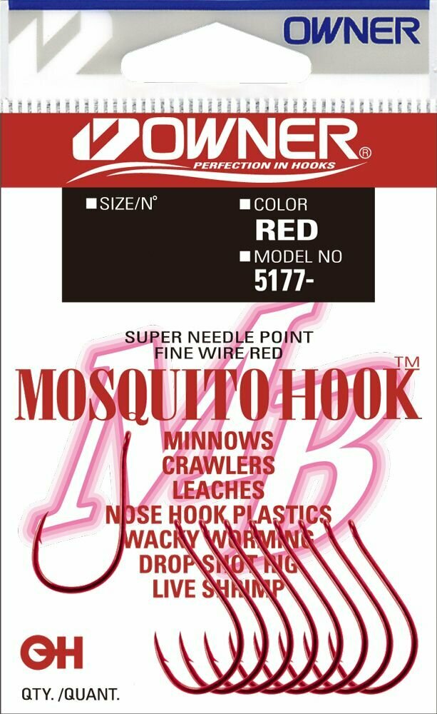 OWNER Крючок Mosquito Hook red №6 10шт