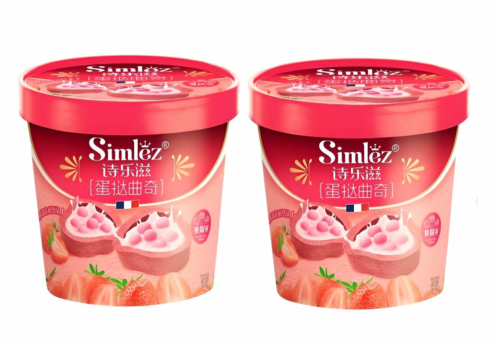 Мини-тарты SIMLEZ с шоколадно-клубничным кремом и хрустящими шариками, 2 шт по 80 г