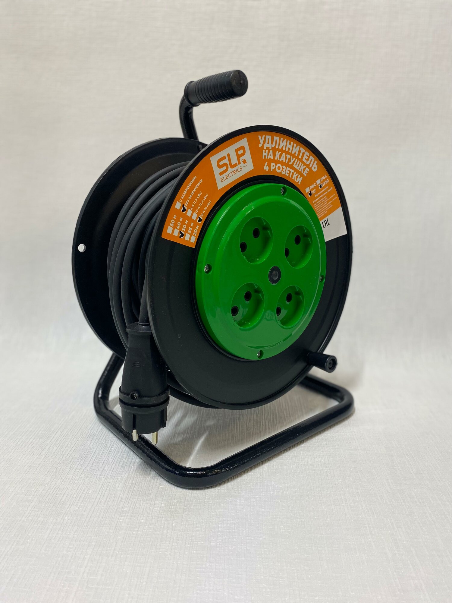 Удлинитель 4х50м 16А IP20 / КГ 2х2,5 без з/к на метал. катушке /