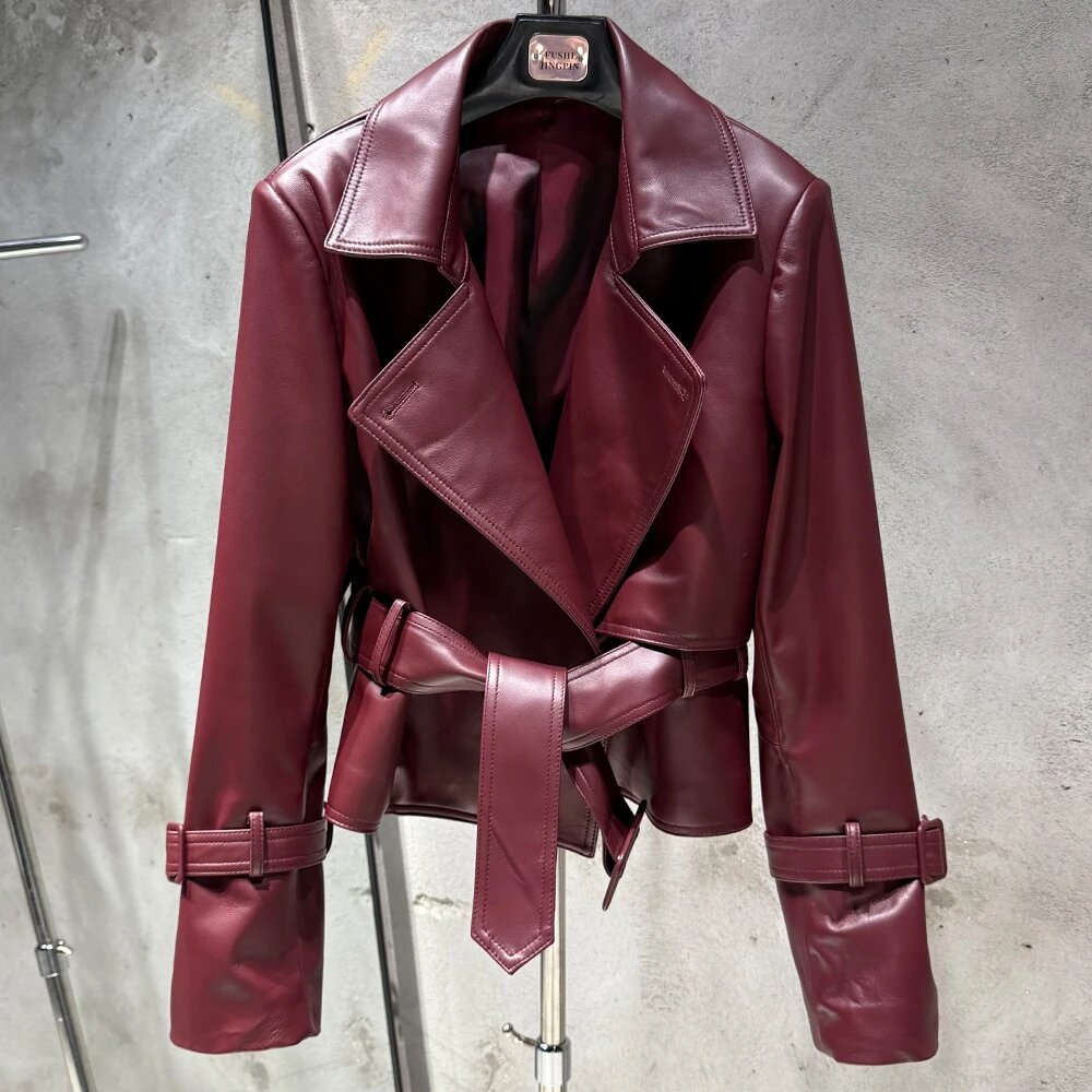 Женский кожаный пиджак GO BALLISTIC YA Бордовый, XL, as show