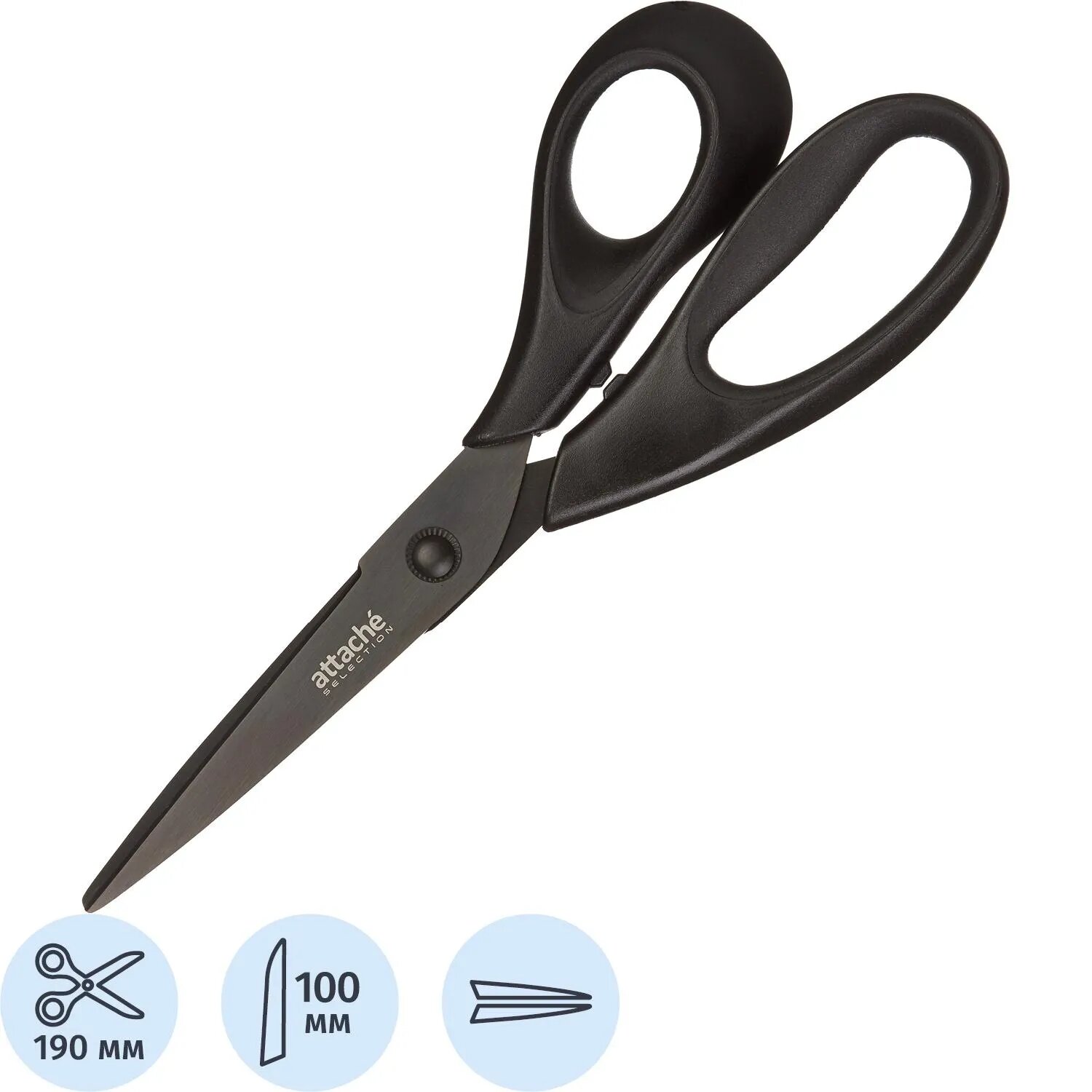 Ножницы Attache selection Jaguar 190 мм эргон. руч, покр. Titanium black