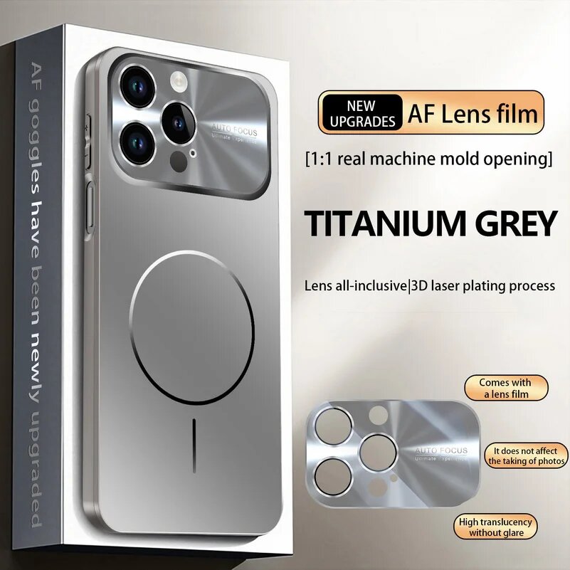 Роскошный красочный магнитный чехол для мобильного телефона с большим окном Айфон 16, Серый, серый